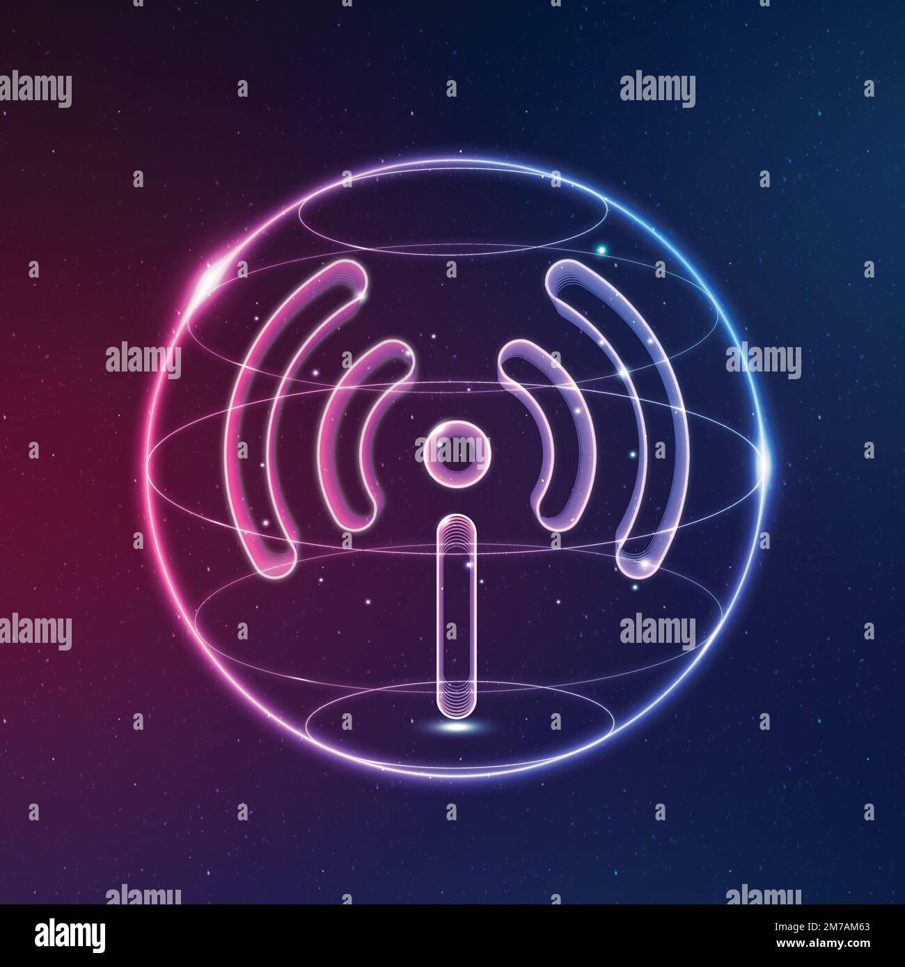 Hotspot network technology icon vector in neon on gradient background ...