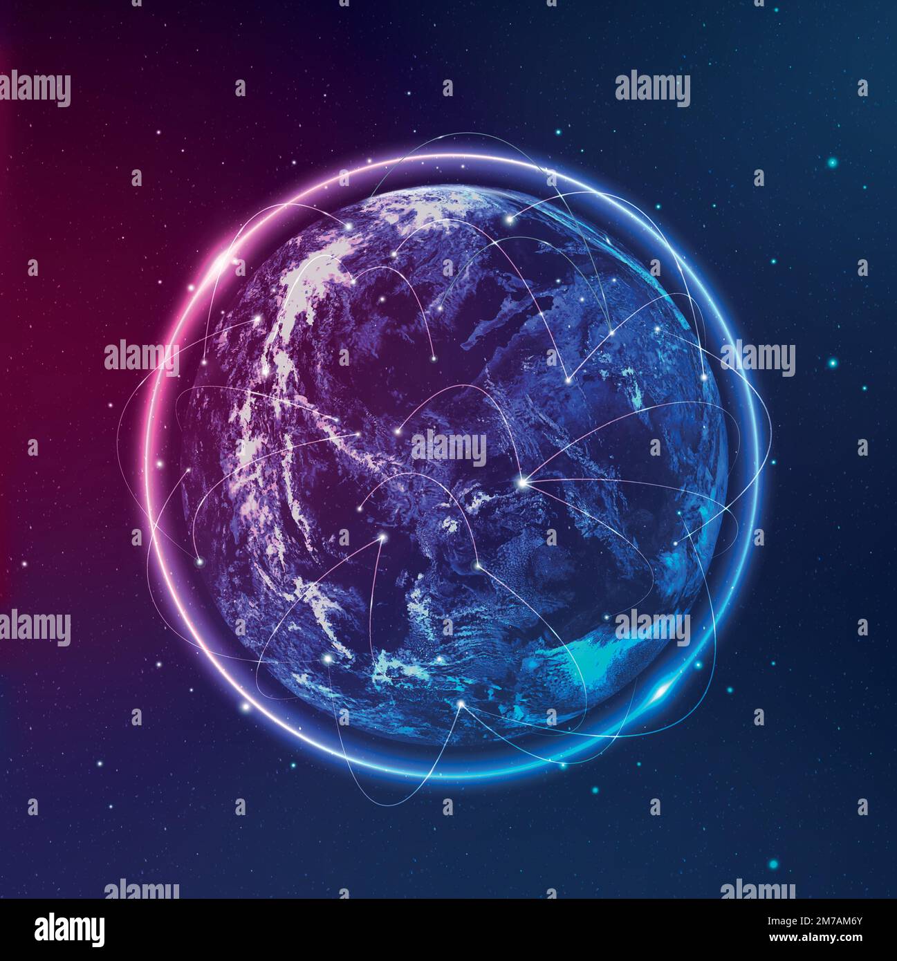 Global network technology icon vector in neon on gradient background Stock Vector Image & Art ...