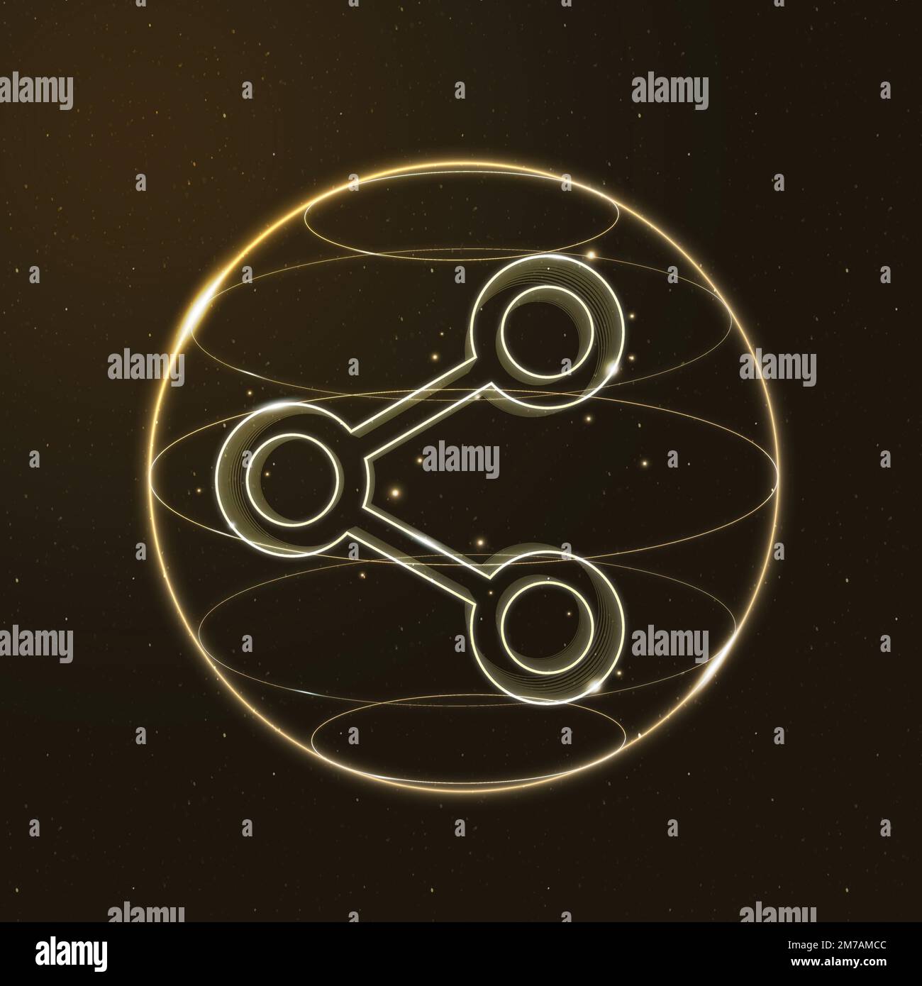 Digital connectivity technology icon vector in gold on gradient ...