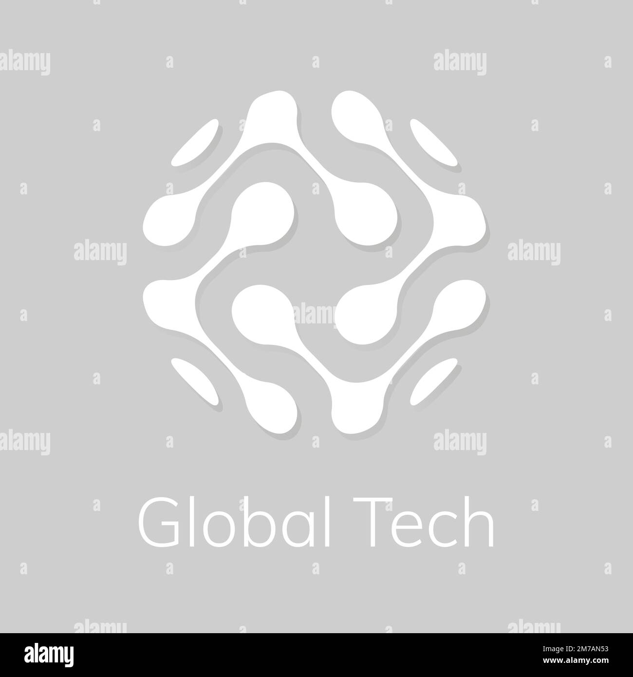 Abstract globe technology logo vector with global tech text in white ...