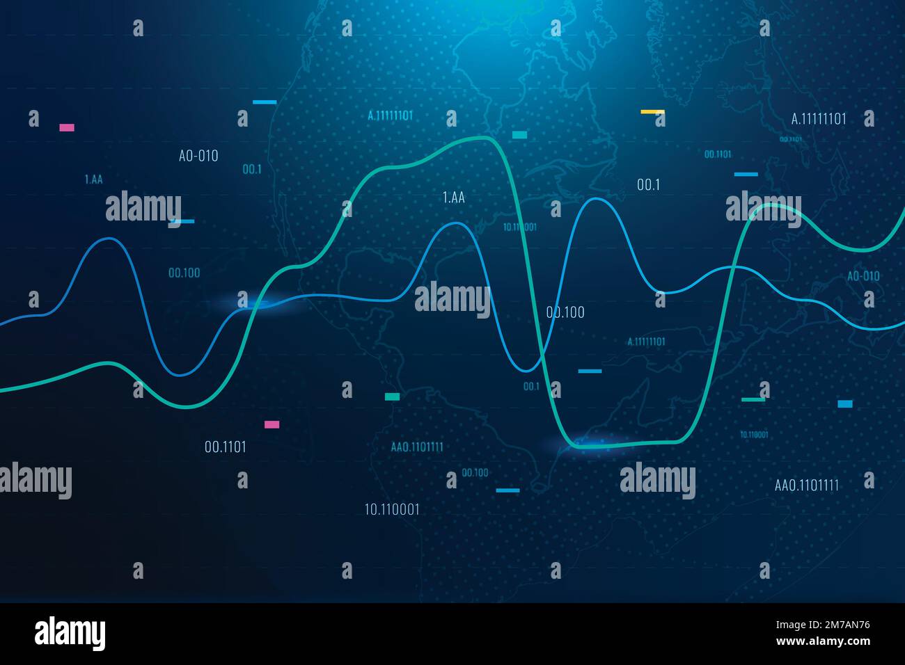 Global business background vector with stock chart in blue tone Stock ...
