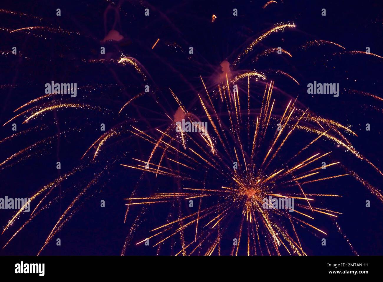 Bright, beautiful red fireworks in the night sky. High quality photo ...