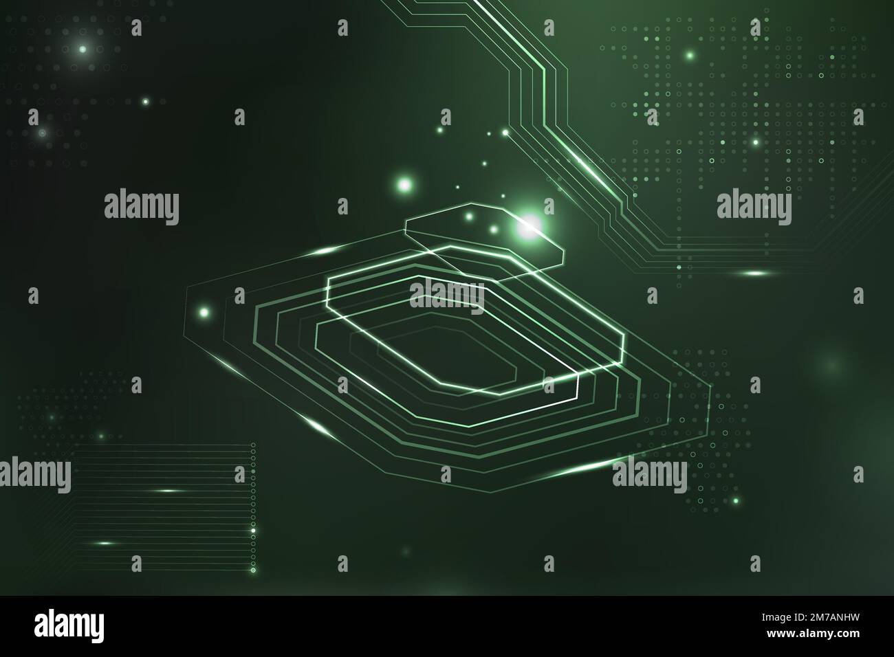 Green futuristic microchip background vector information digital ...