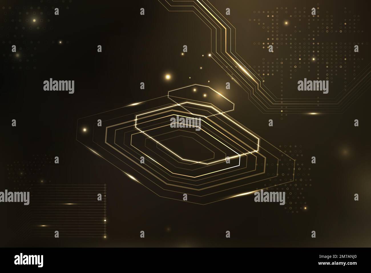 Brown futuristic microchip background vector data disruptive technology ...