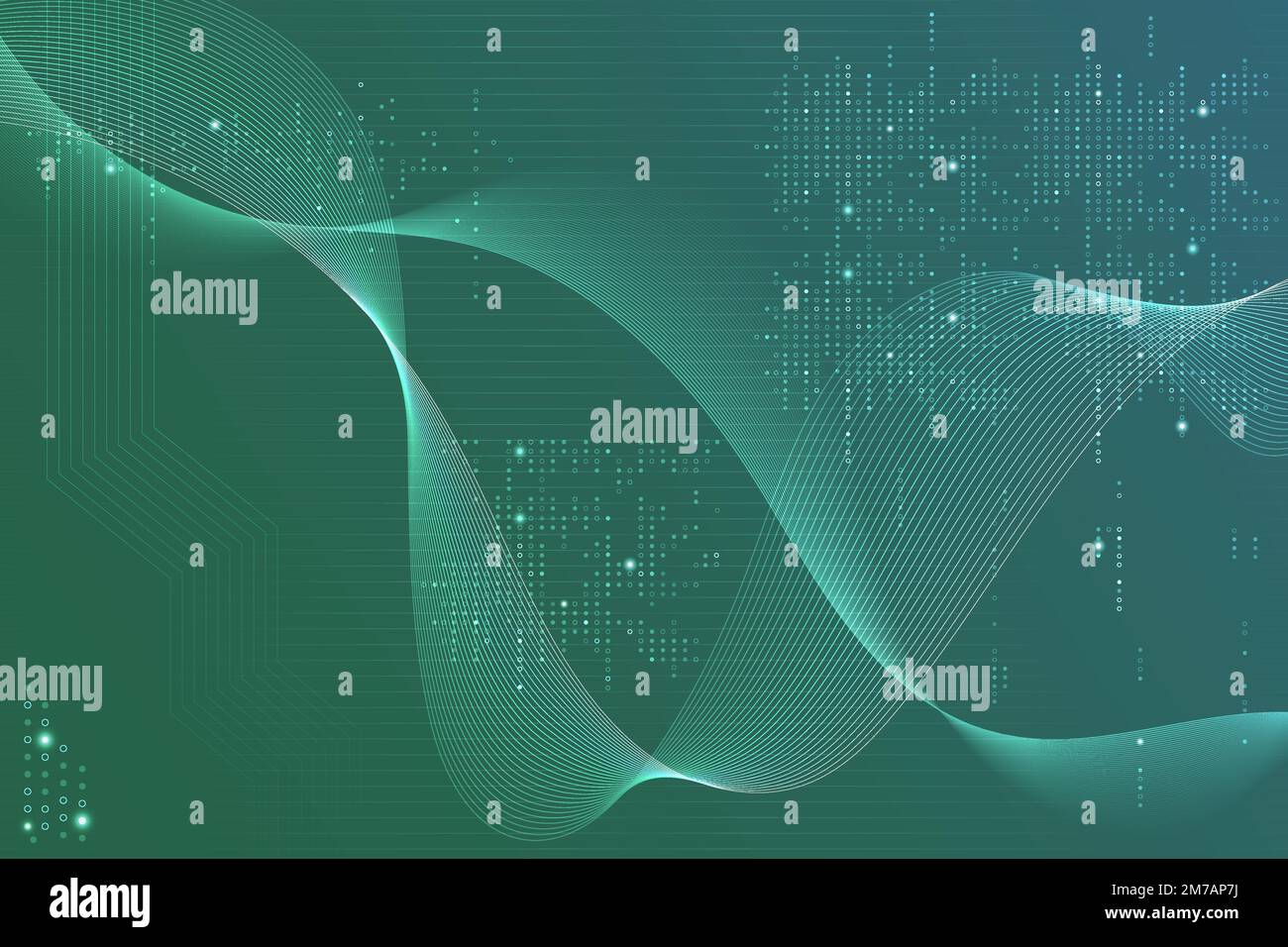 Green futuristic waves background vector with computer code technology ...