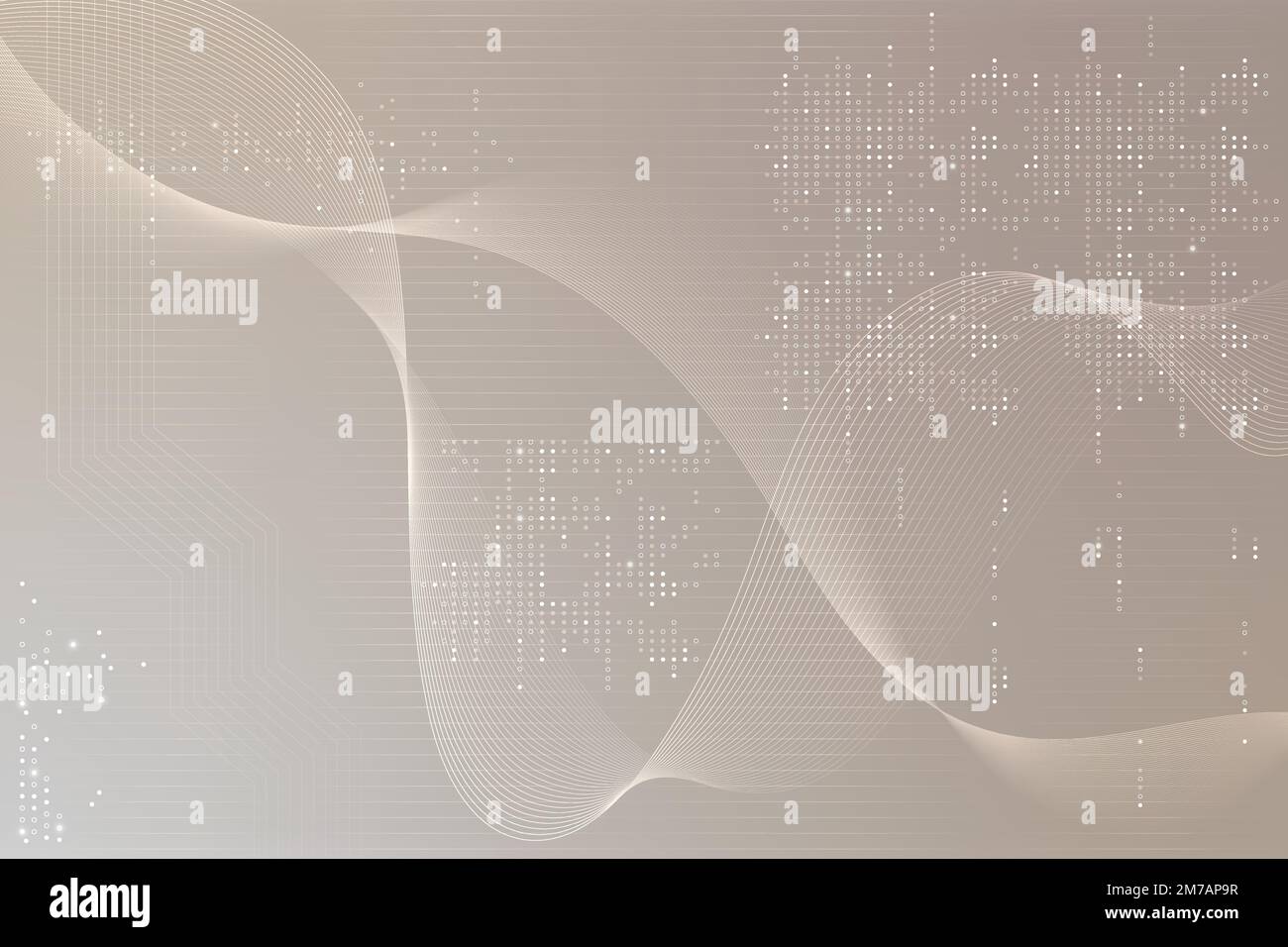 Brown futuristic waves background vector with computer code technology ...