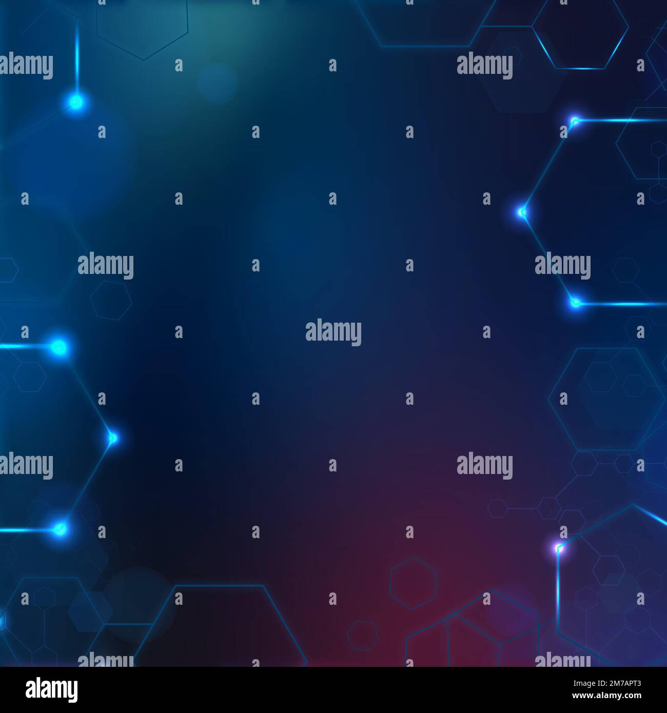 Digital technology background vector with hexagon frame in blue tone ...