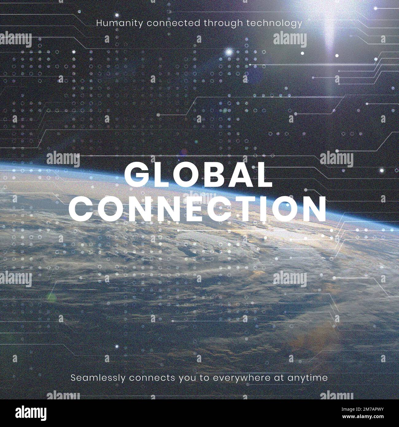 Global connection technology template vector computer business social ...