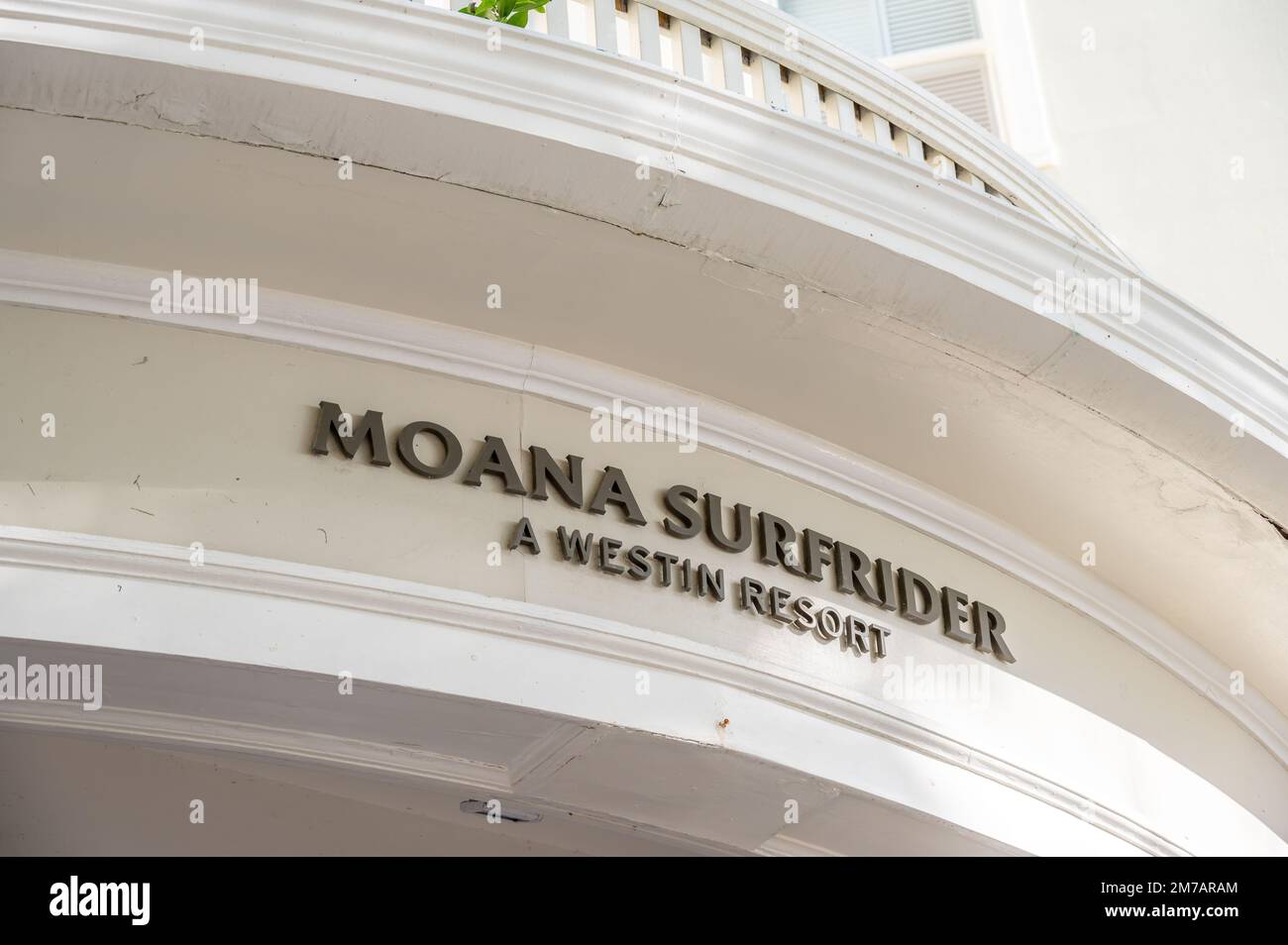 Honolulu, Hawaii - December 31, 2022: The name plate of at the landmark ...