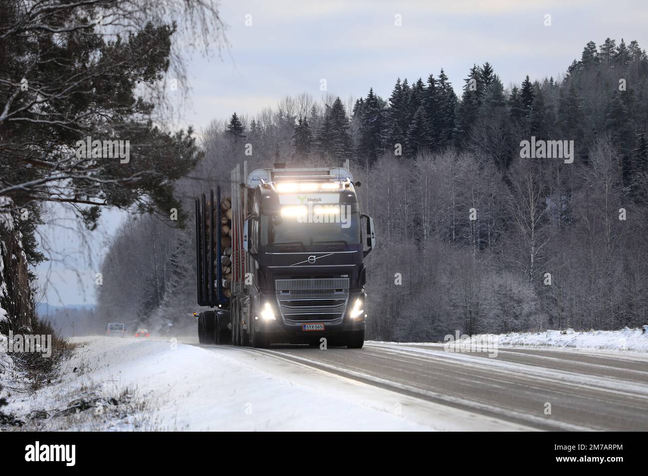 New, black Volvo FH16 logging truck of Transport Å Björkqvist ...