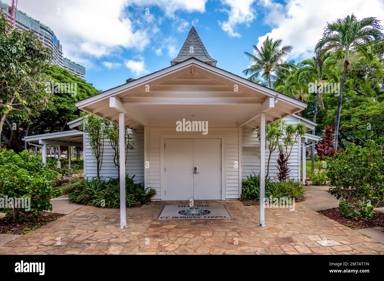 Honolulu, Hawaii - January 1, 2022: Exterior facade of the Fort DeRussy ...