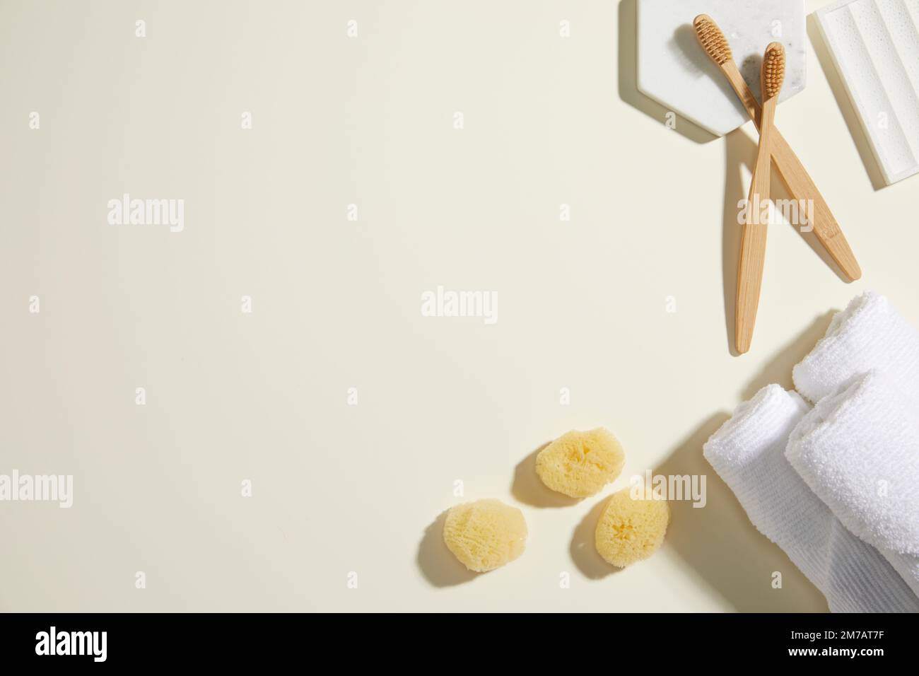 Various props in the bathroom background Stock Photo - Alamy