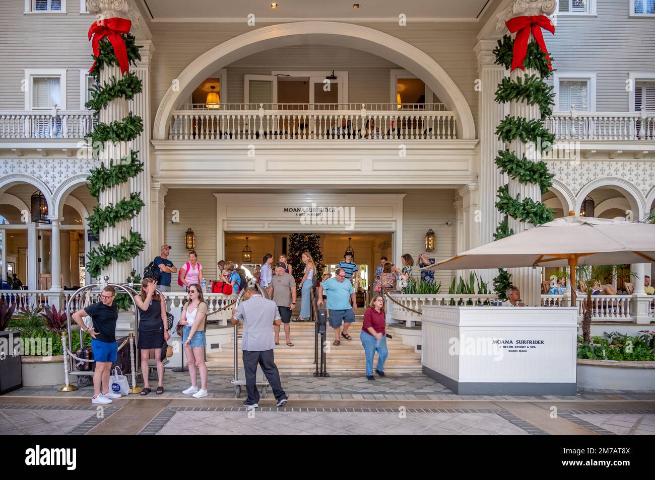 Honolulu, Hawaii - January 1, 2023: The landmark Moana Surfrider ...