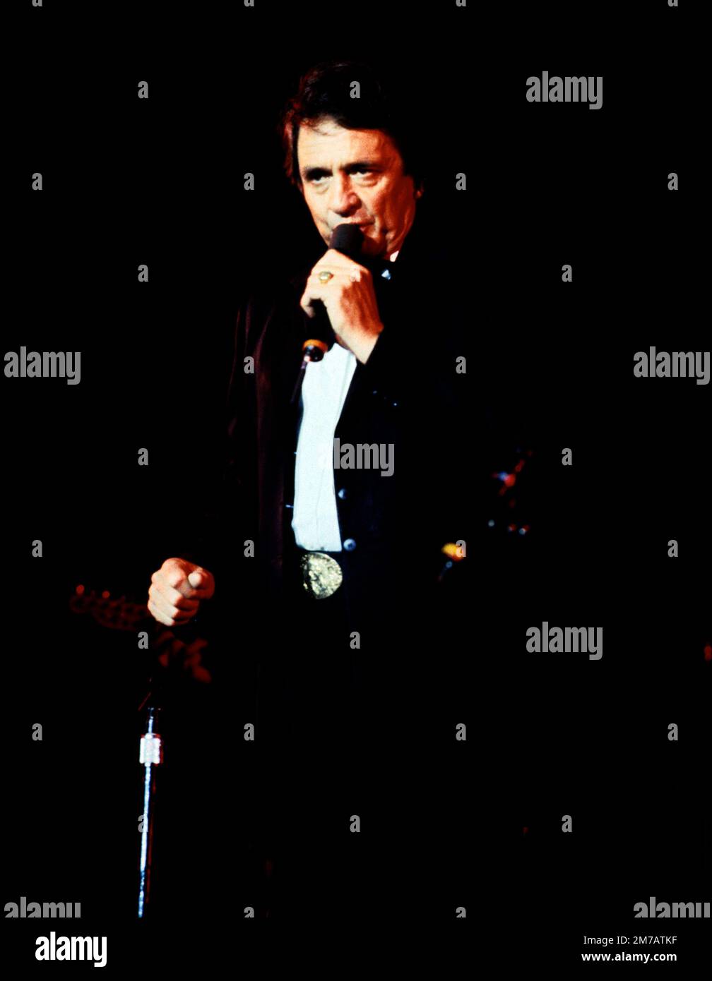 Johnny Cash performing at the Anaheim Convention Center in 1984 Credit ...