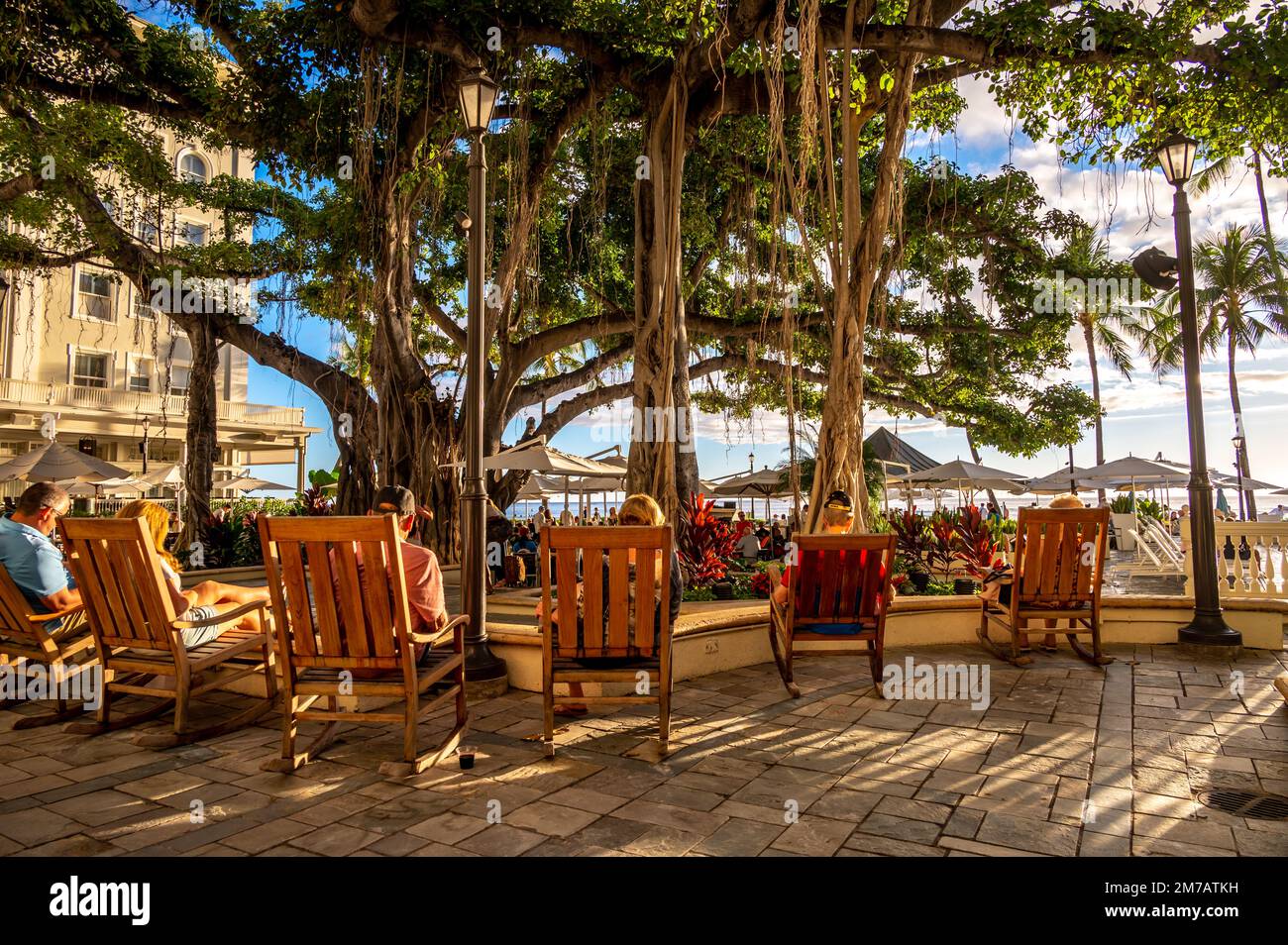Honolulu, Hawaii - January 2, 2023: Enjoying the late evening on the ...