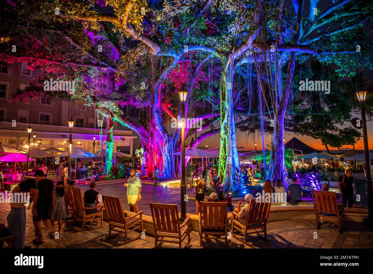Honolulu, Hawaii - January 2, 2023: Enjoying the late evening on the ...