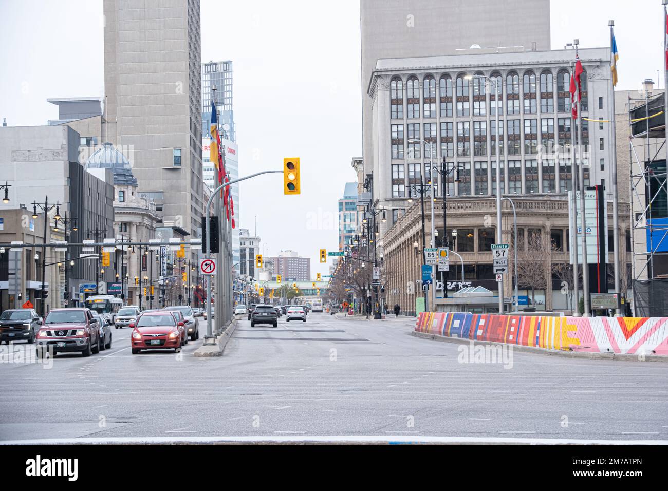 October 29 2022 - Winnipeg Manitoba Canada - Portage avenue from ...