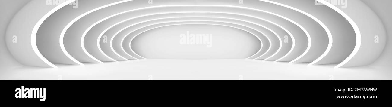 Abstract white tunnel under multiple round arches. Realistic vector ...