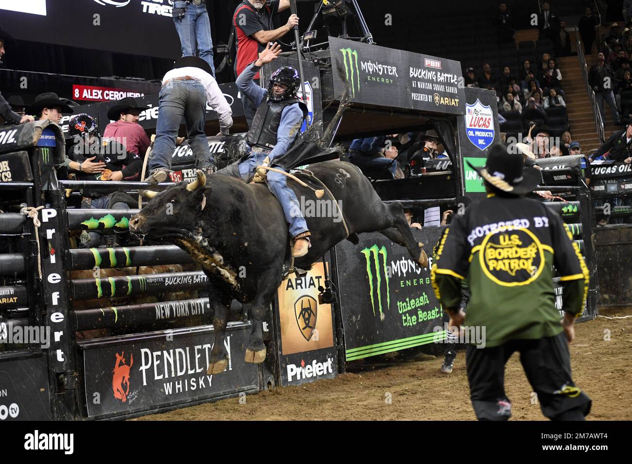 New York, USA. 08th Jan, 2023. Professional Bull Rider Alex Cerqueira ...