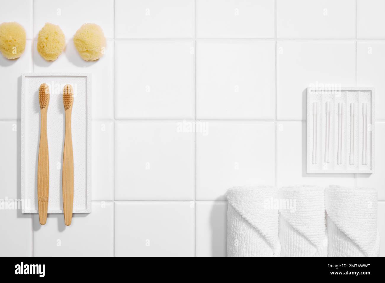 Various props in the bathroom background Stock Photo - Alamy