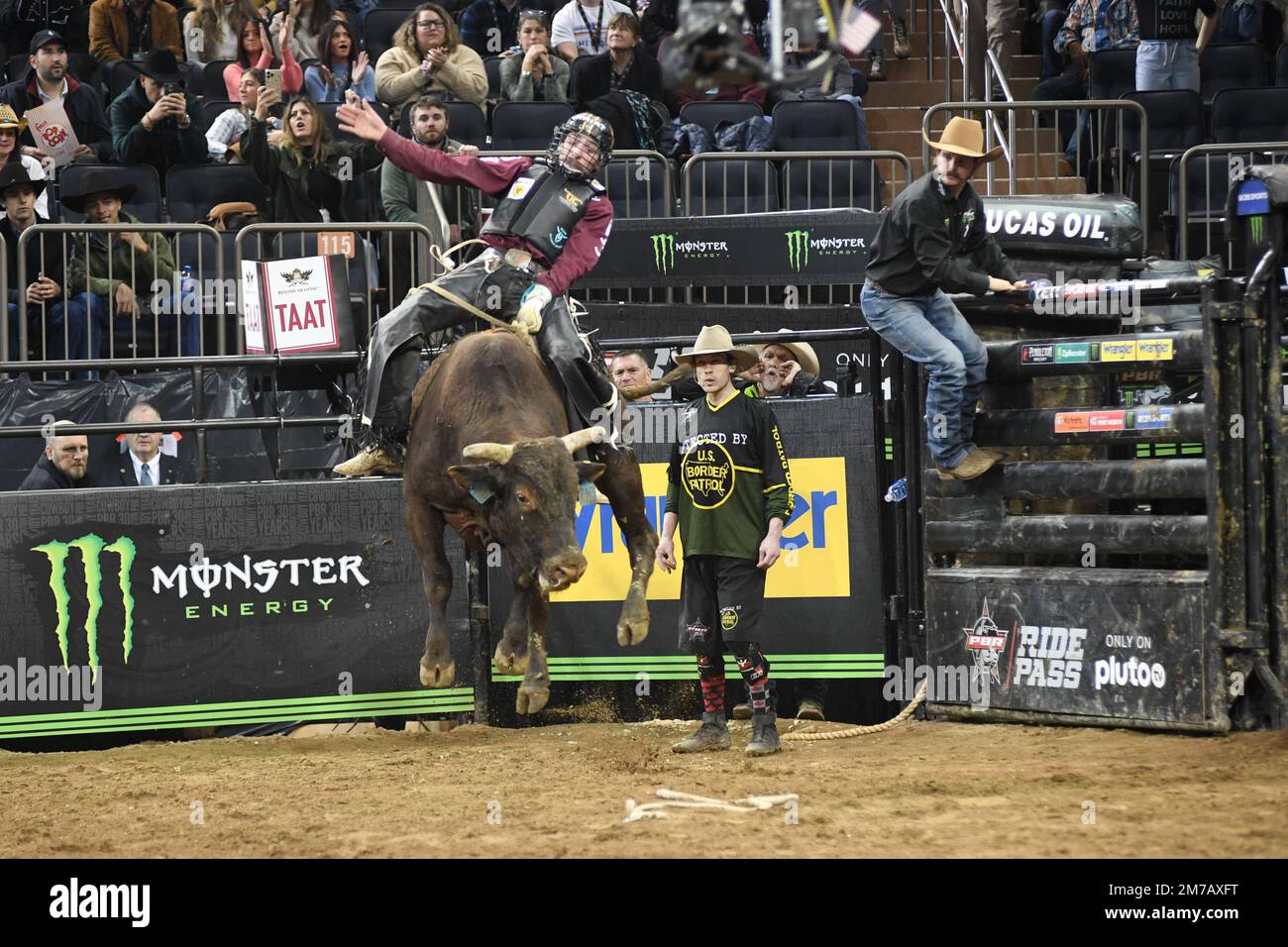 New York, USA. 08th Jan, 2023. Professional Bull Rider rides Daniel ...