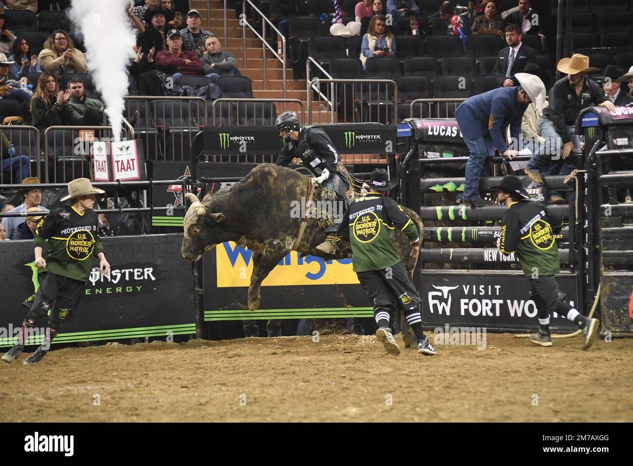 Professional Bull Rider Dener Barbosa rides bull Calico Kickin during ...