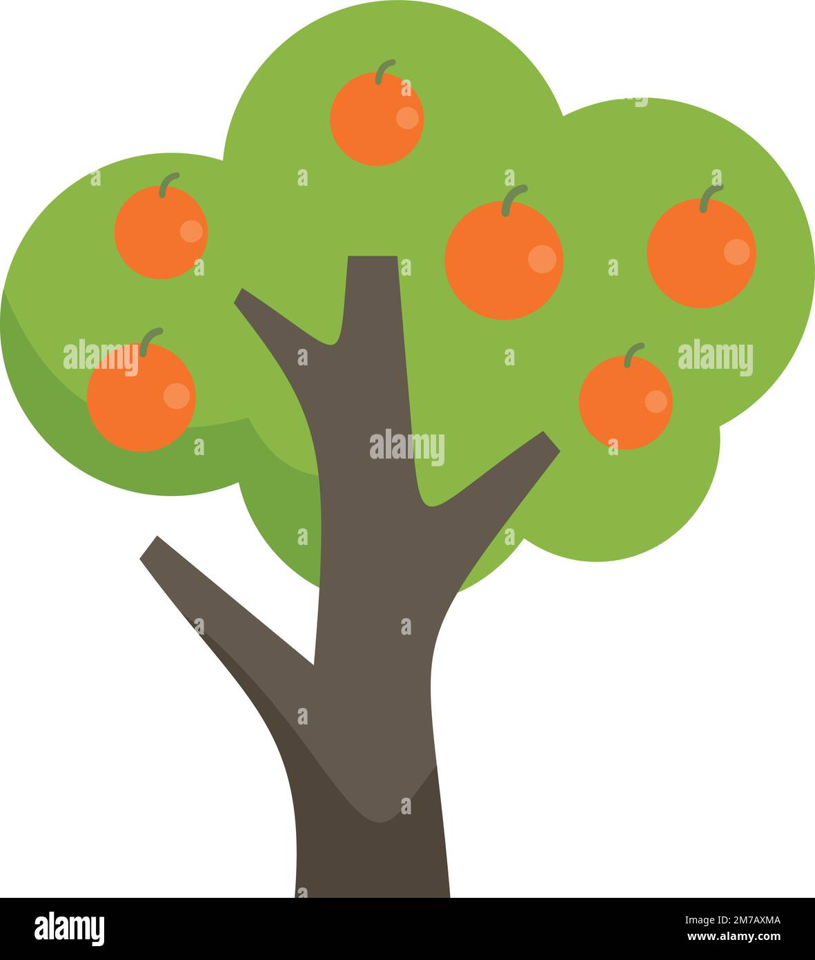 Orange fruit tree icon flat vector. Garden tree. Farm citrus isolated ...