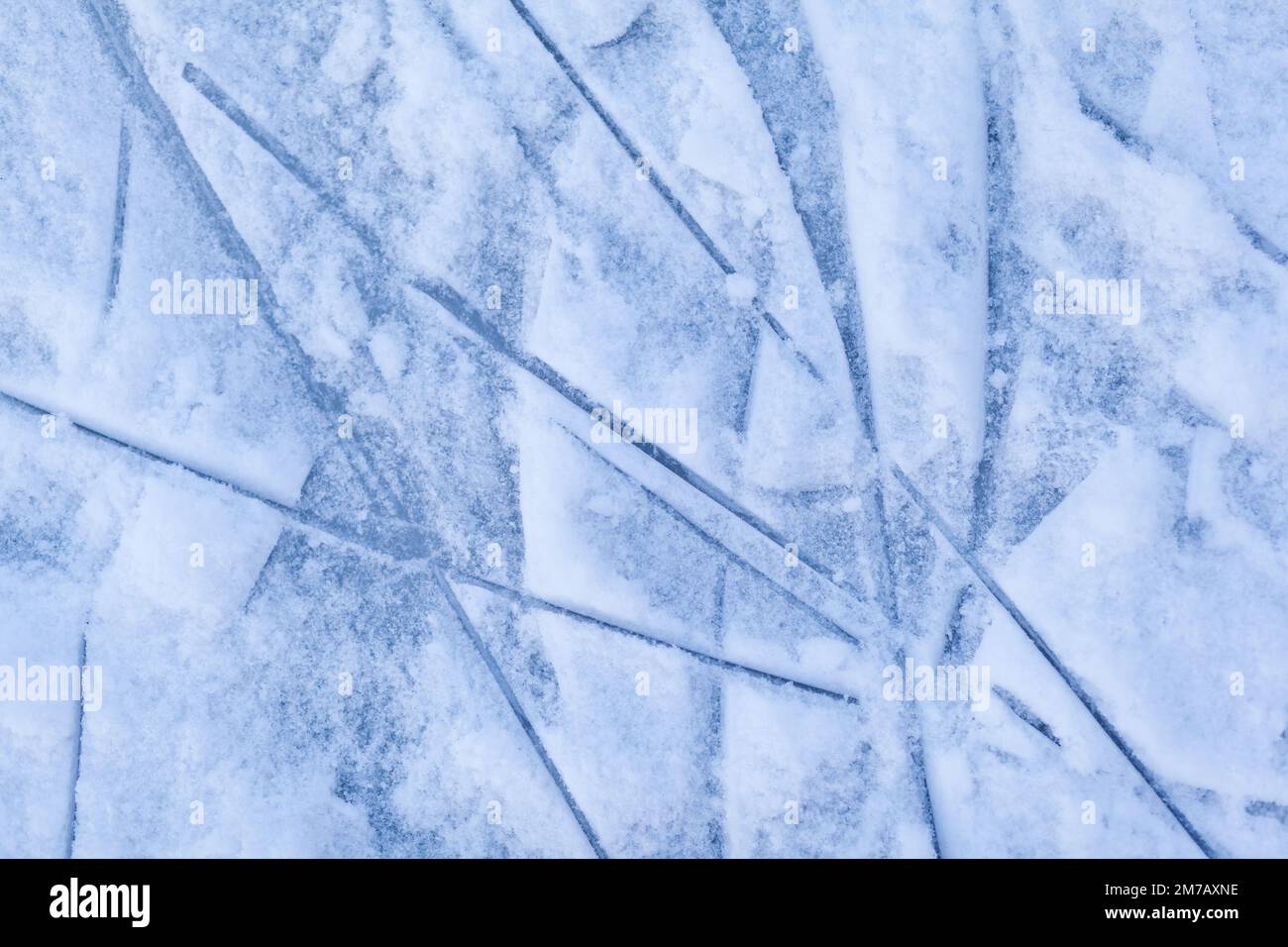 Empty ice rink with skate marks after the session outdoor. skating ice ...