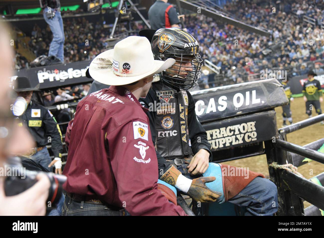 Professional Bull Rider Braidy Randolph rides bull Salty Brindle during ...