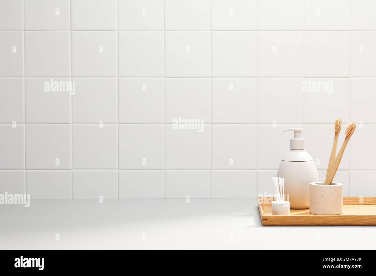 Various props in the bathroom background Stock Photo - Alamy