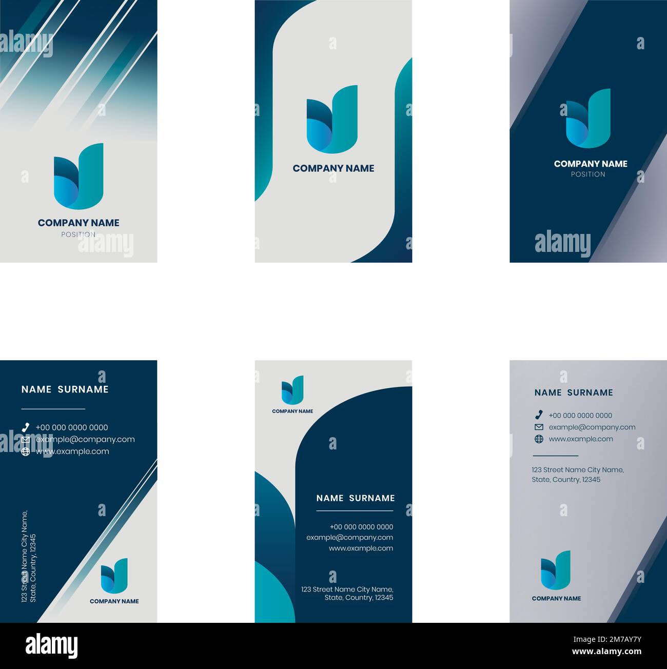 Business card editable template vector blue tone set Stock Vector Image ...