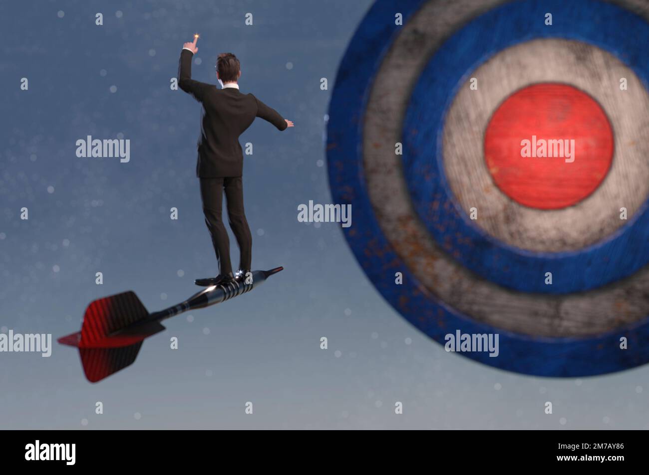 3D Illustration , 3d rendering .Businessman on arrow dart to virtual ...