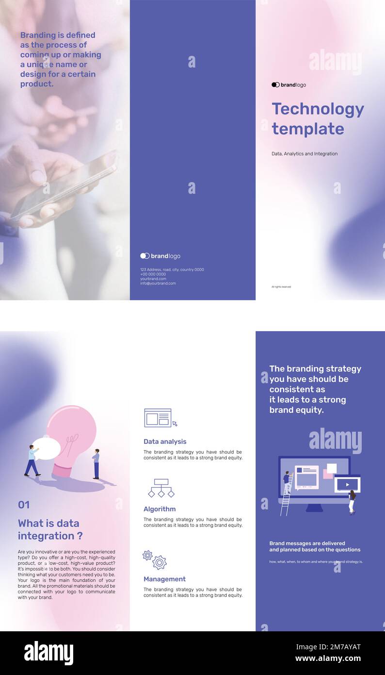 Editable technology brochure template vector set Stock Vector Image ...