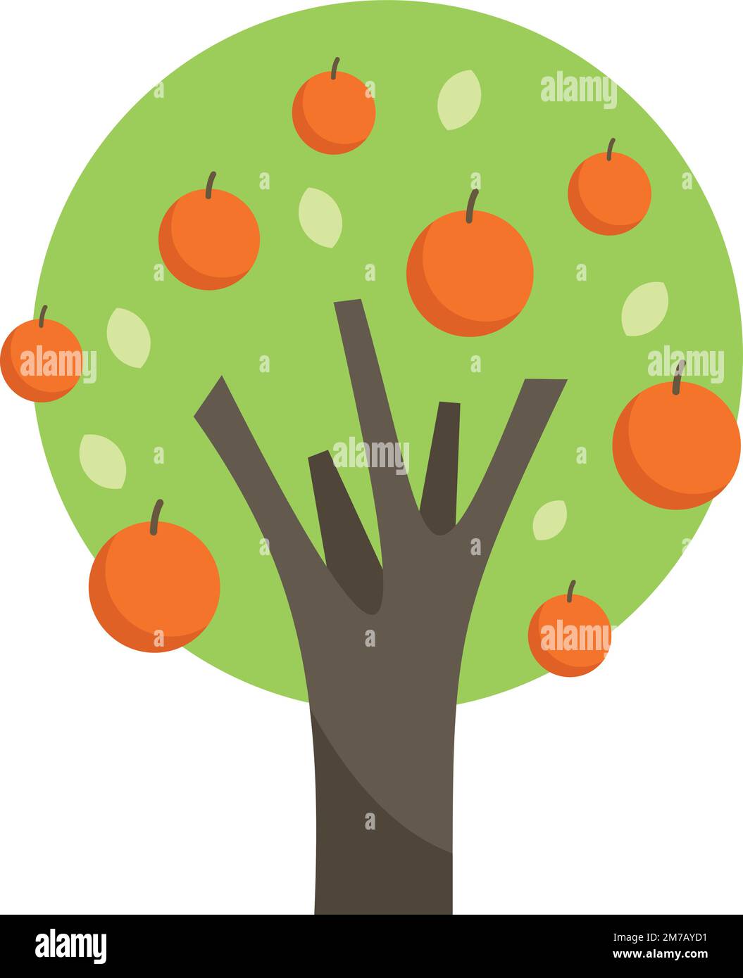 Orange tree icon flat vector. Garden plant. Different bloom isolated ...