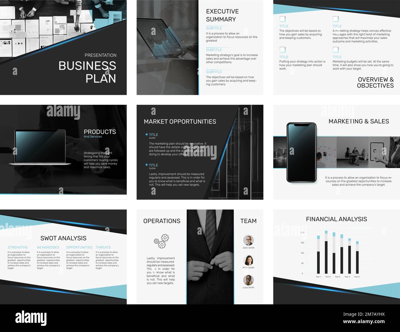 Editable business presentation template vector in modern design set ...