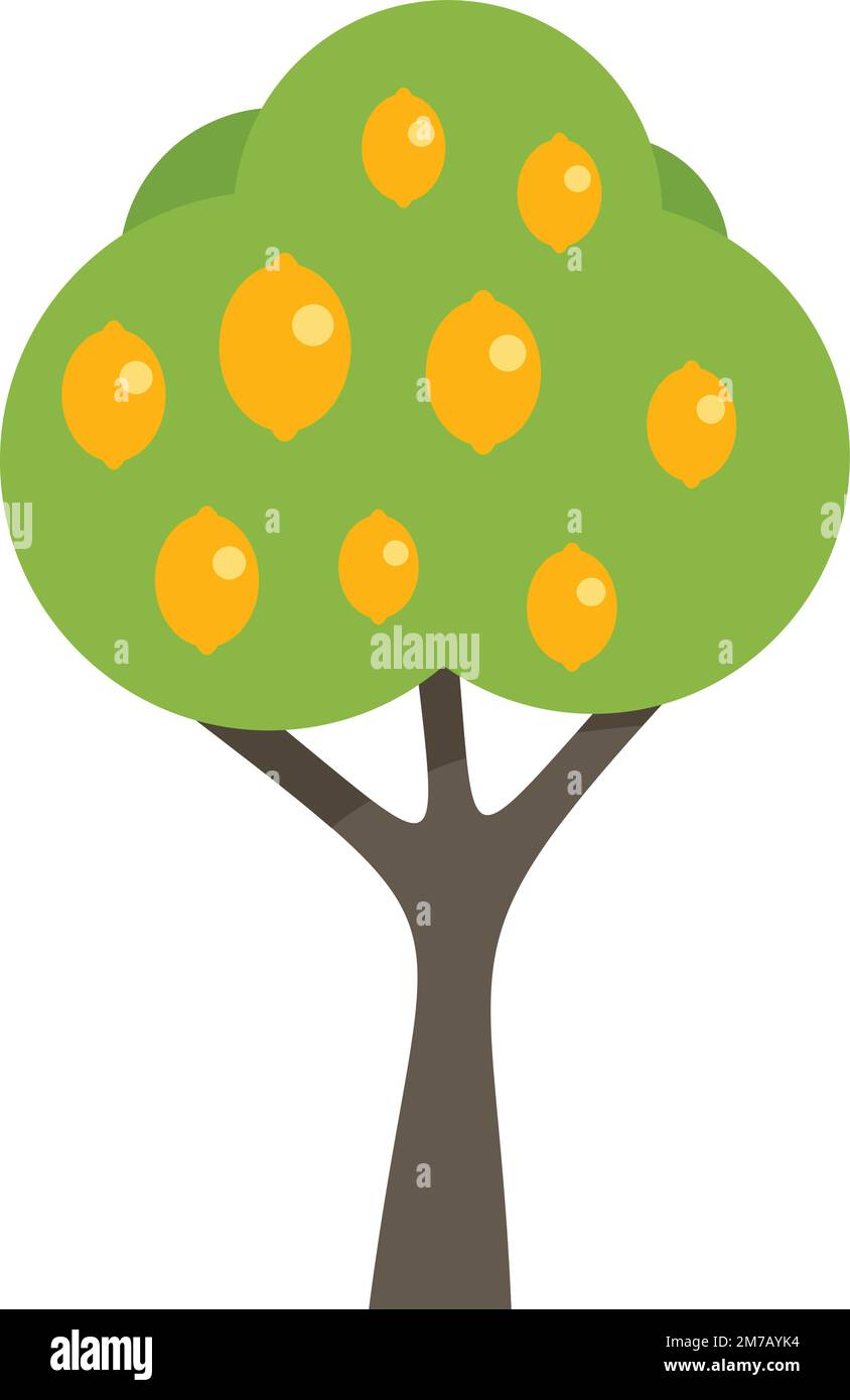 Lemon tree icon flat vector. Garden plant. Bloom different isolated ...