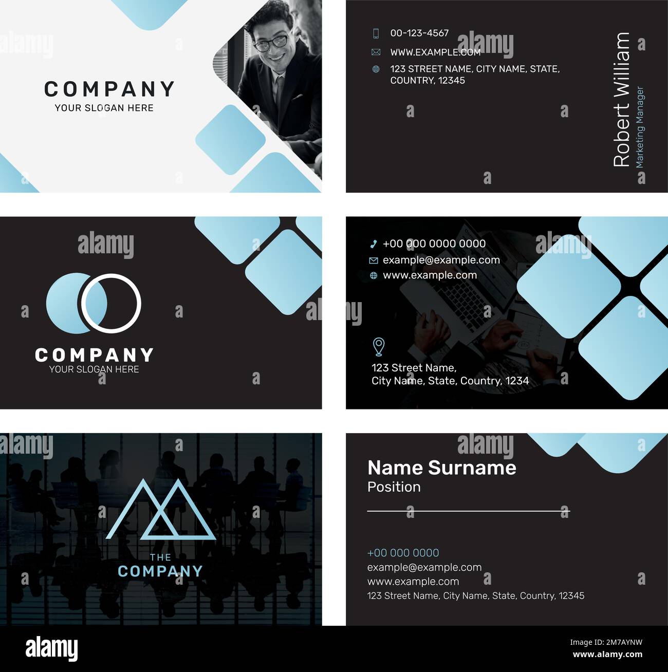 Editable business card template vector in modern design collection ...