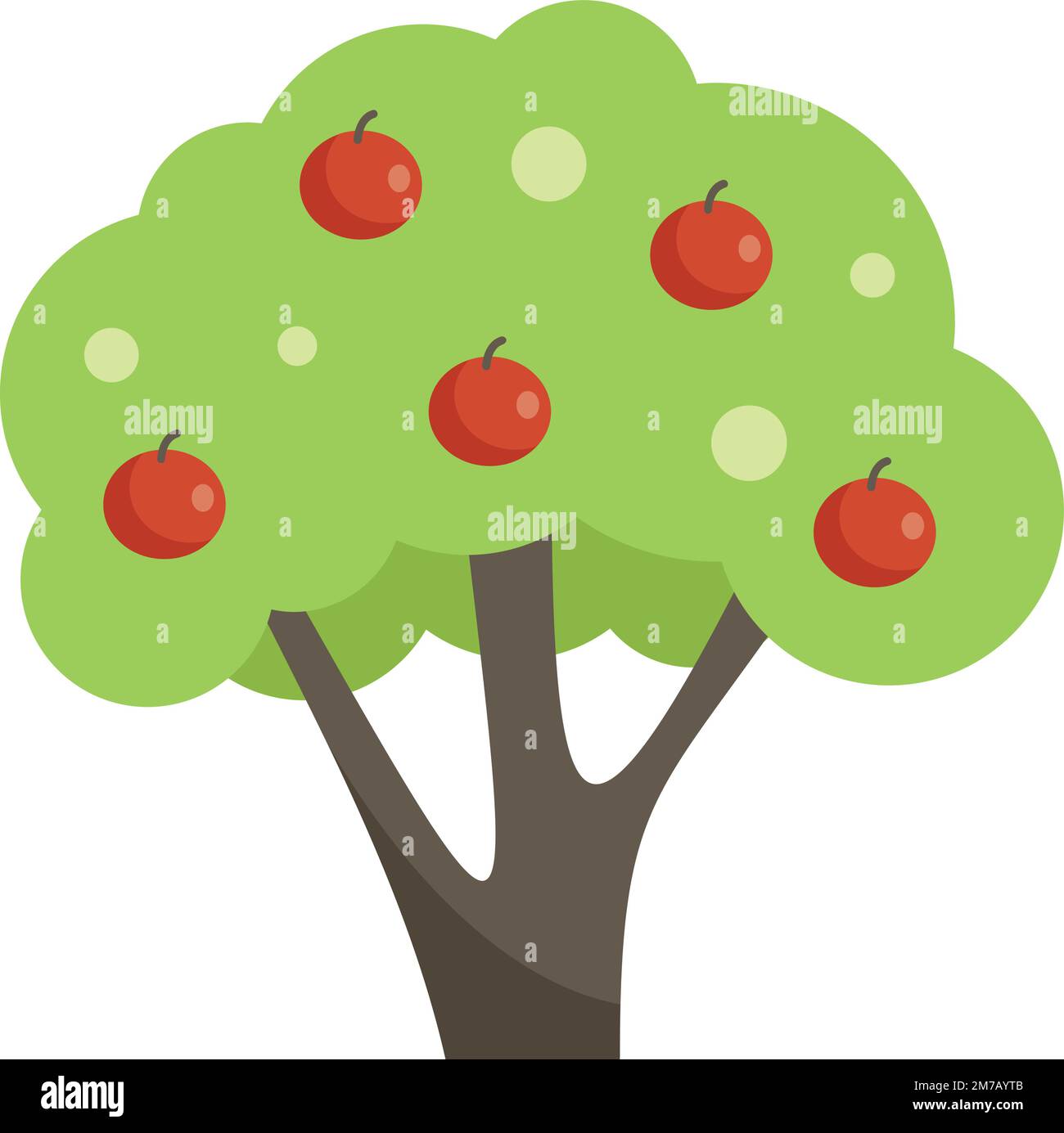 Small apple tree icon flat vector. Farm harvest. Fresh bloom isolated ...