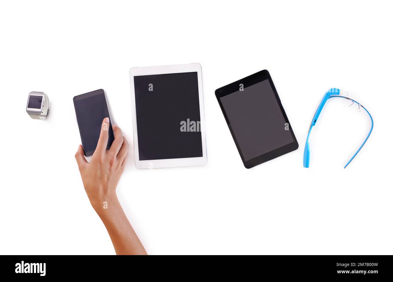 Tools of the trade. a hand holding a mobile phone as part of a ...