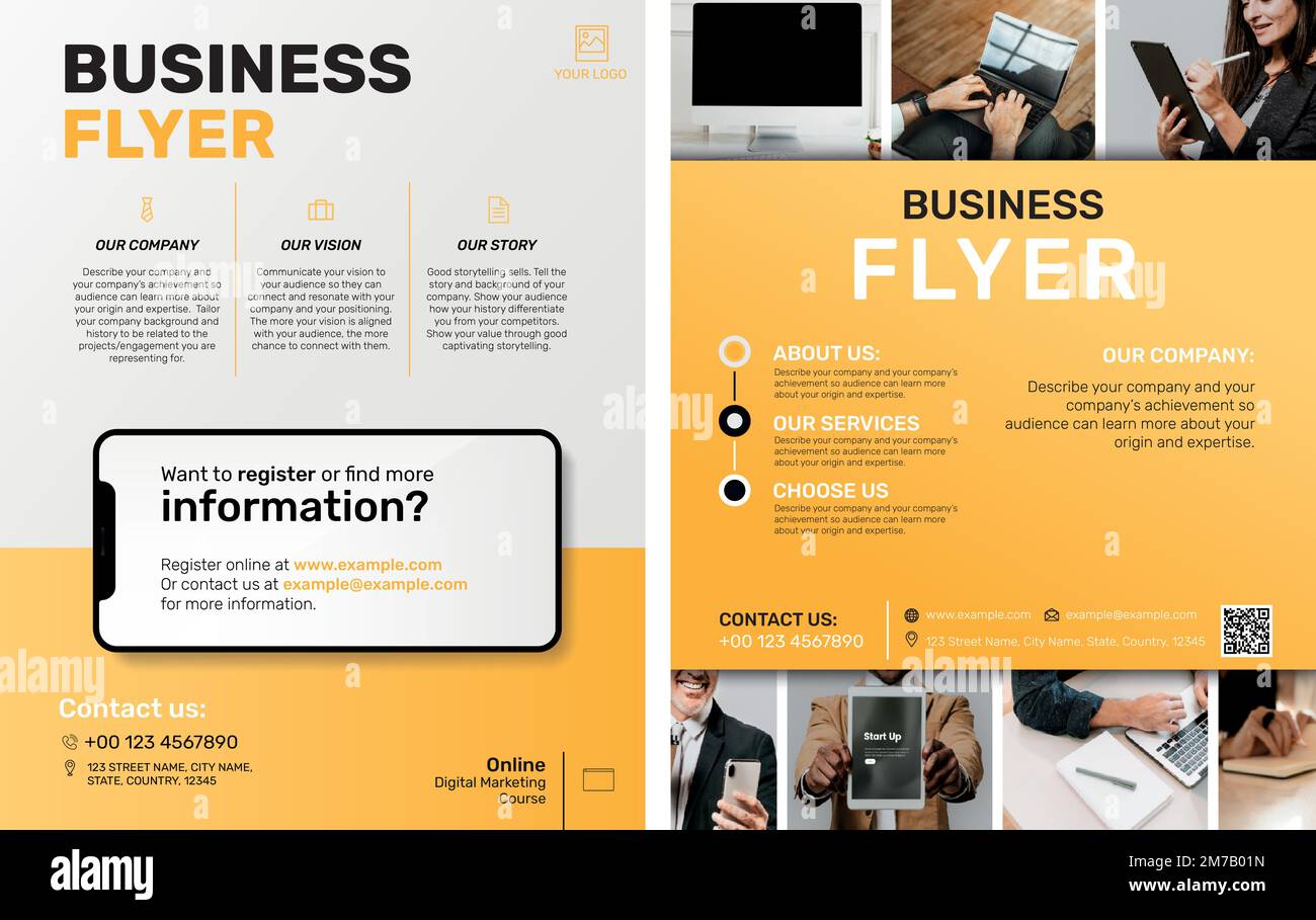 Editable business flyer template vector in yellow modern design Stock ...