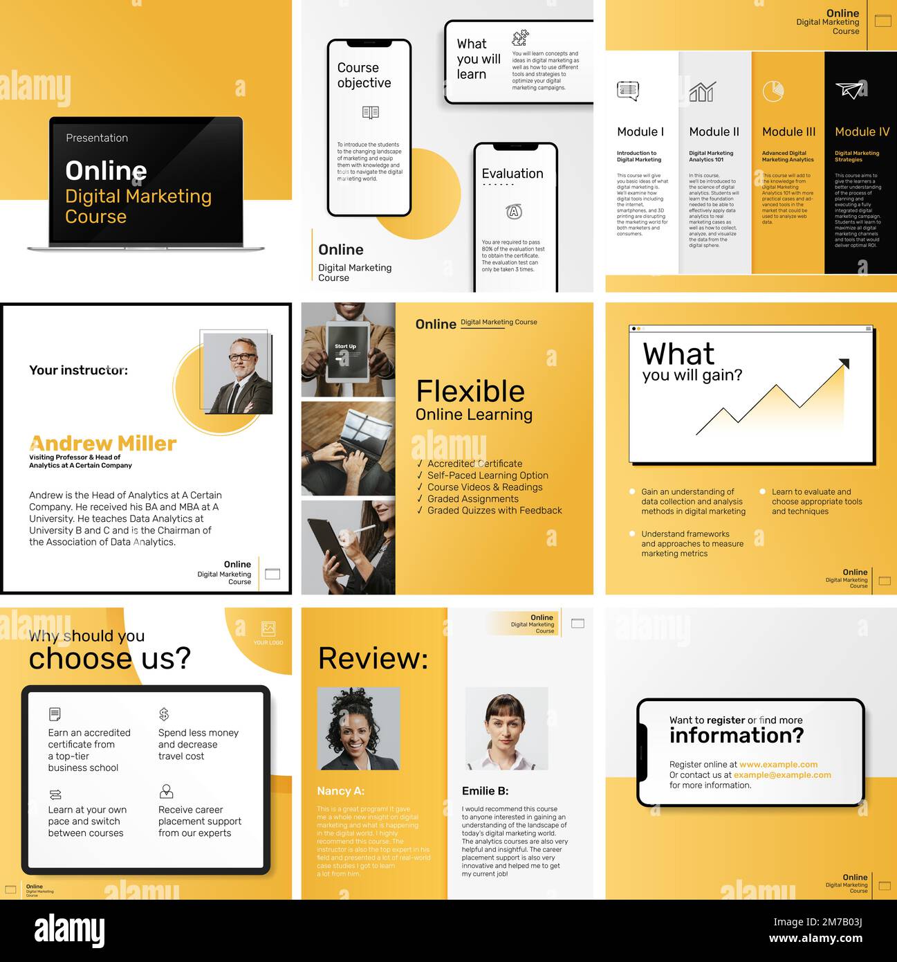 Digital marketing business template vector social media post set in ...