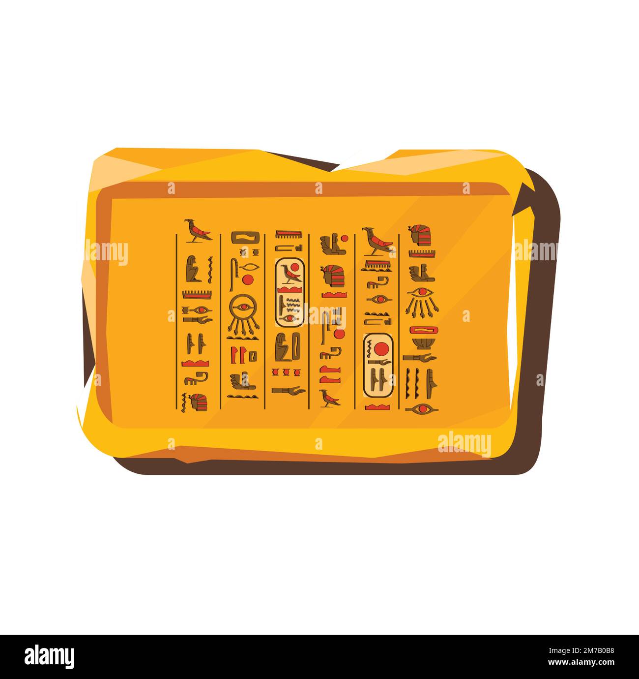 Stone Board Or Clay Tablet And Egyptian Hieroglyphs Cartoons Vector Illustration Ancient Object