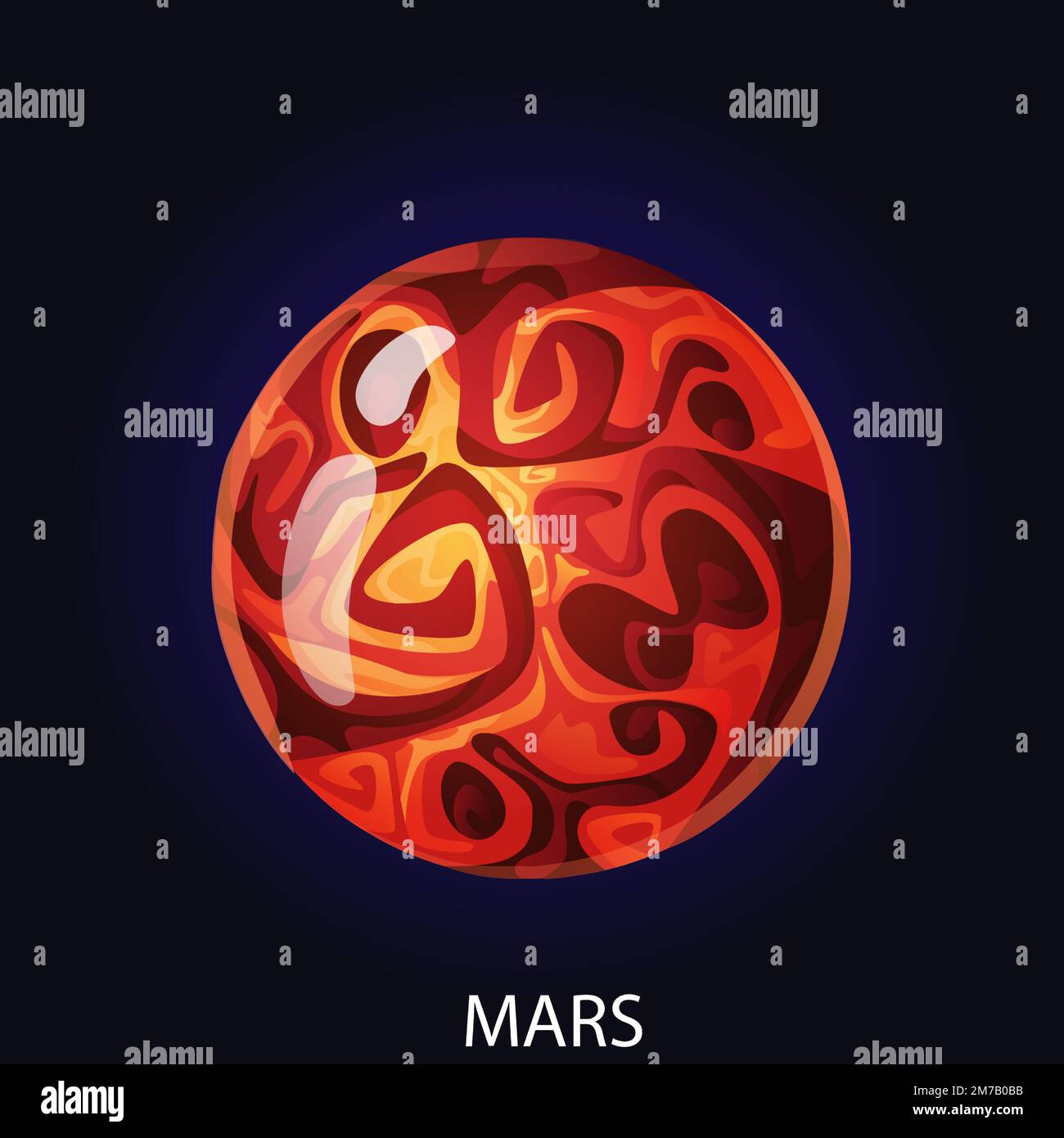 Planet Mars 3D cartoon vector illustration. Spherical red planet with ...