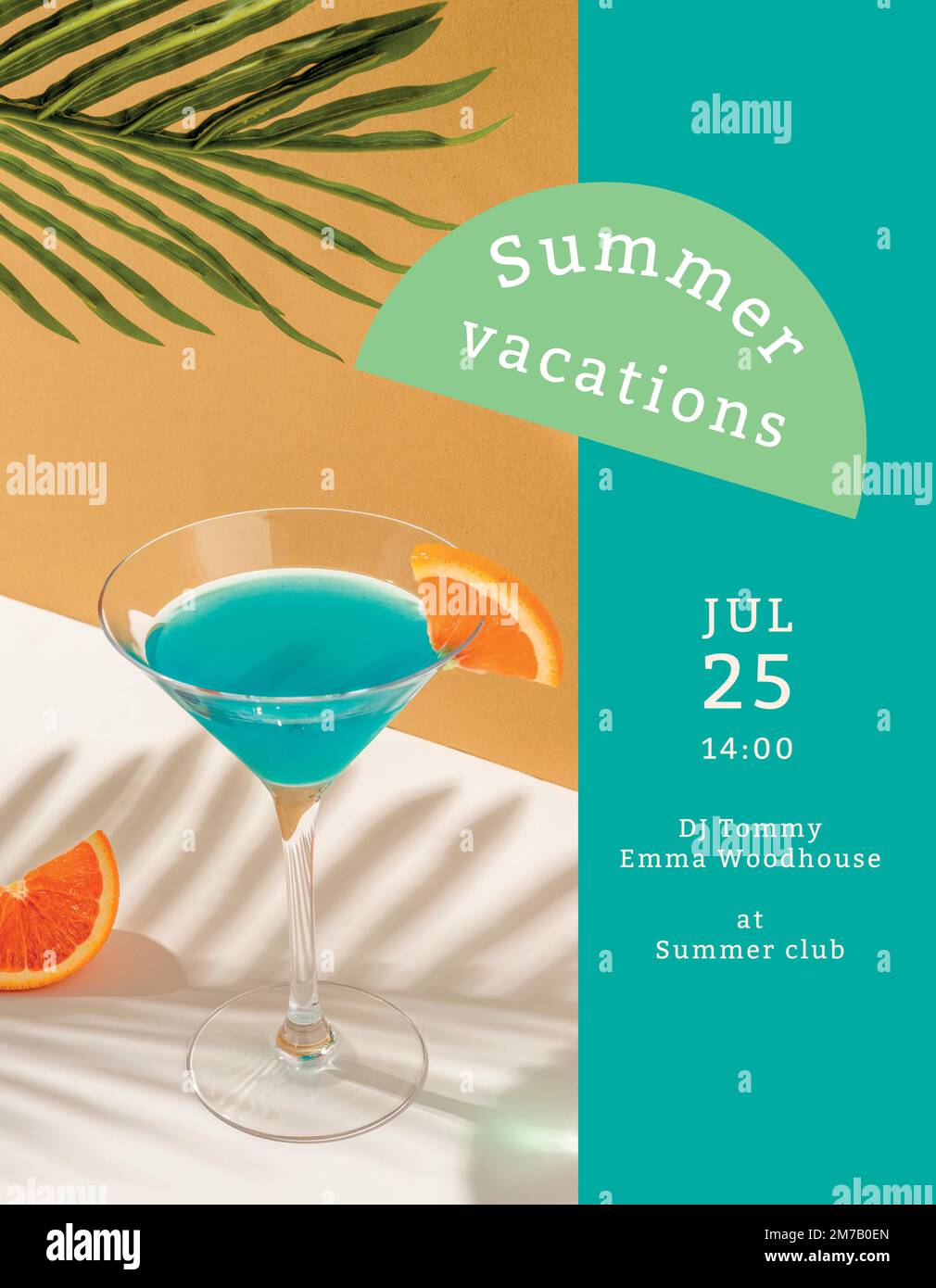 Summer concert flyer template vector with tropical background Stock ...