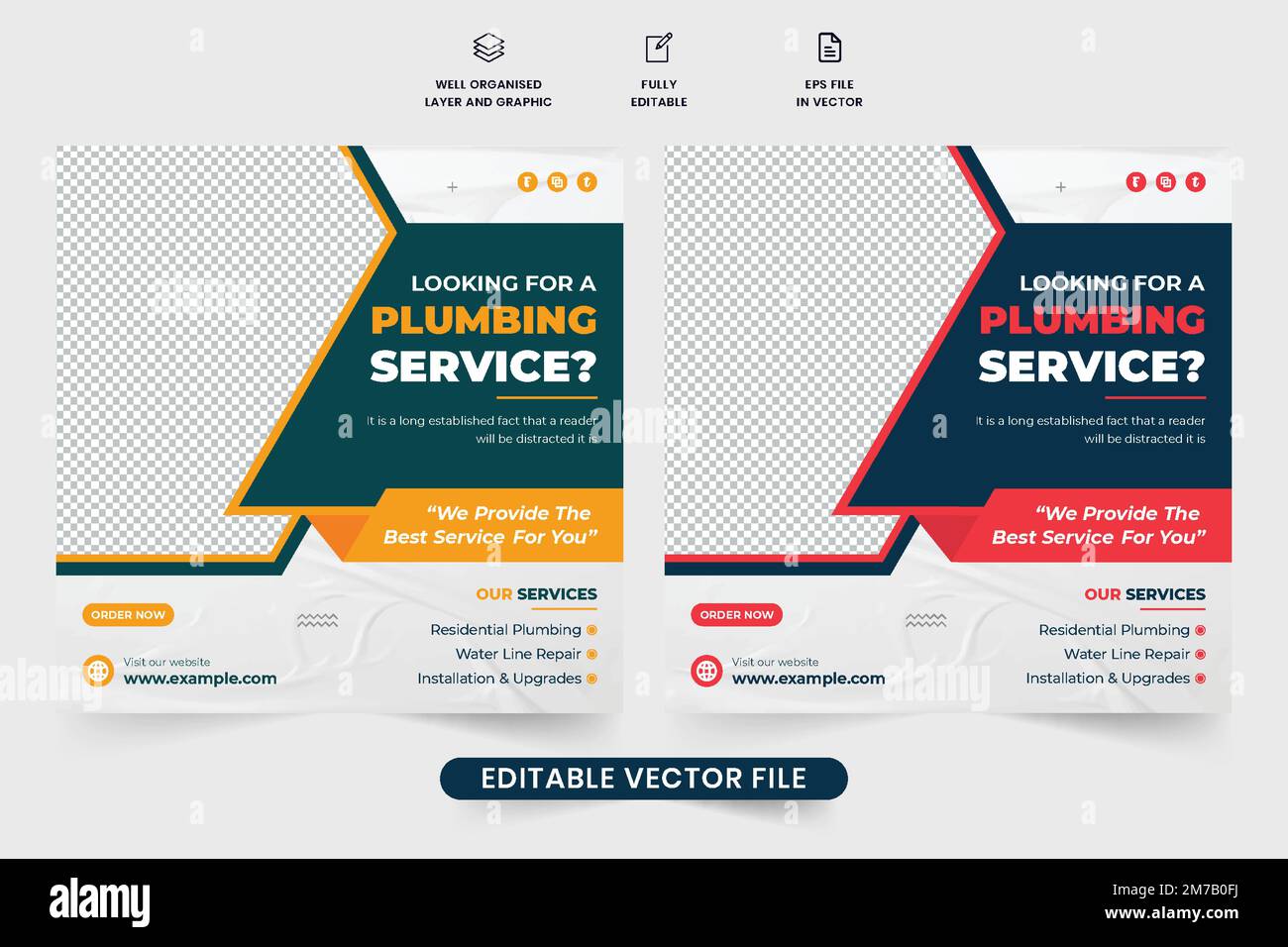 Creative plumbing business promotional web banner design for social ...