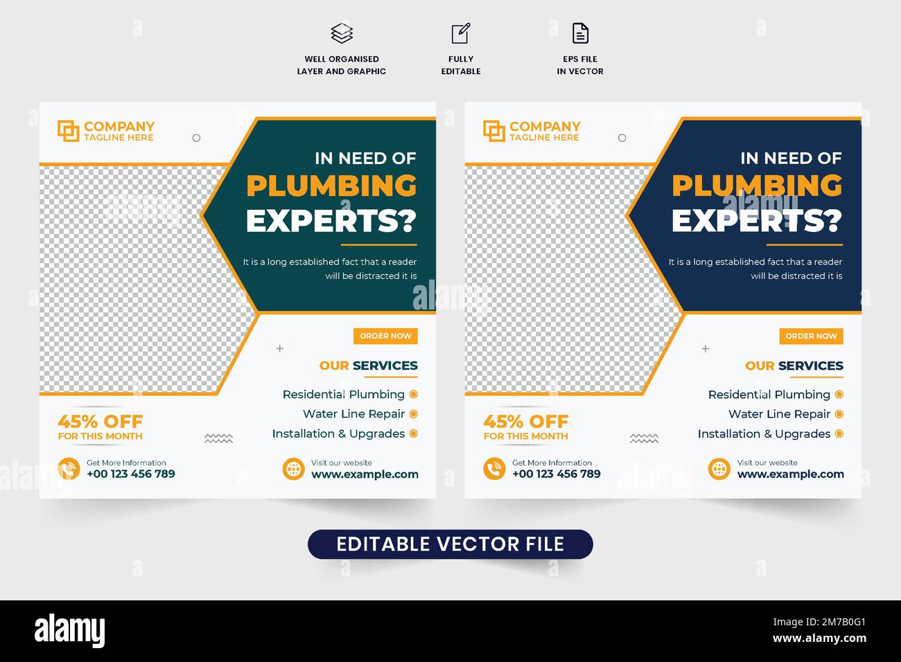 Plumbing expert hiring template vector with geometric shapes. Handyman ...