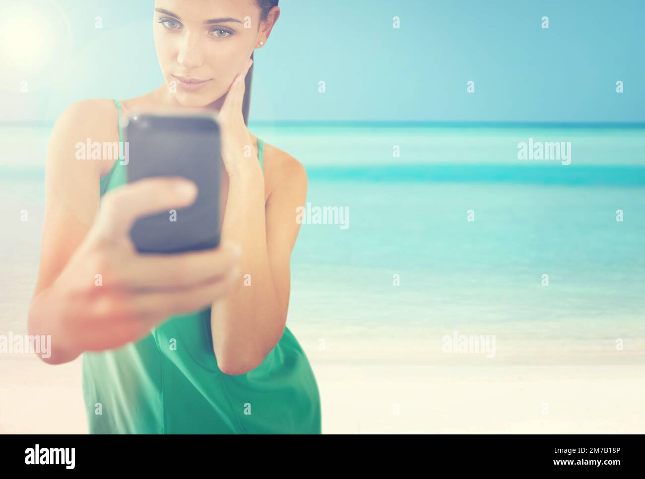 Theres always time for a quick selfie. Pretty business woman taking ...