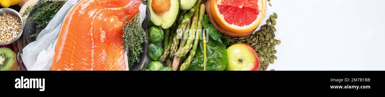 Balanced diet food background. Nutrition, clean eating food concept ...
