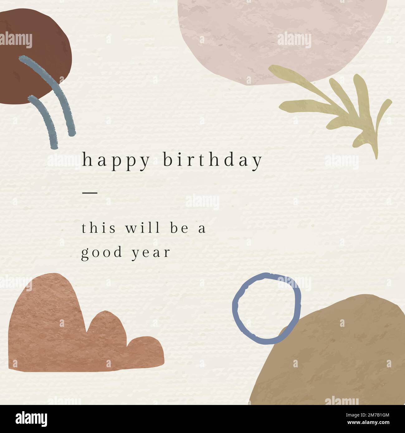 Abstract birthday greeting template vector with botanical memphis ...