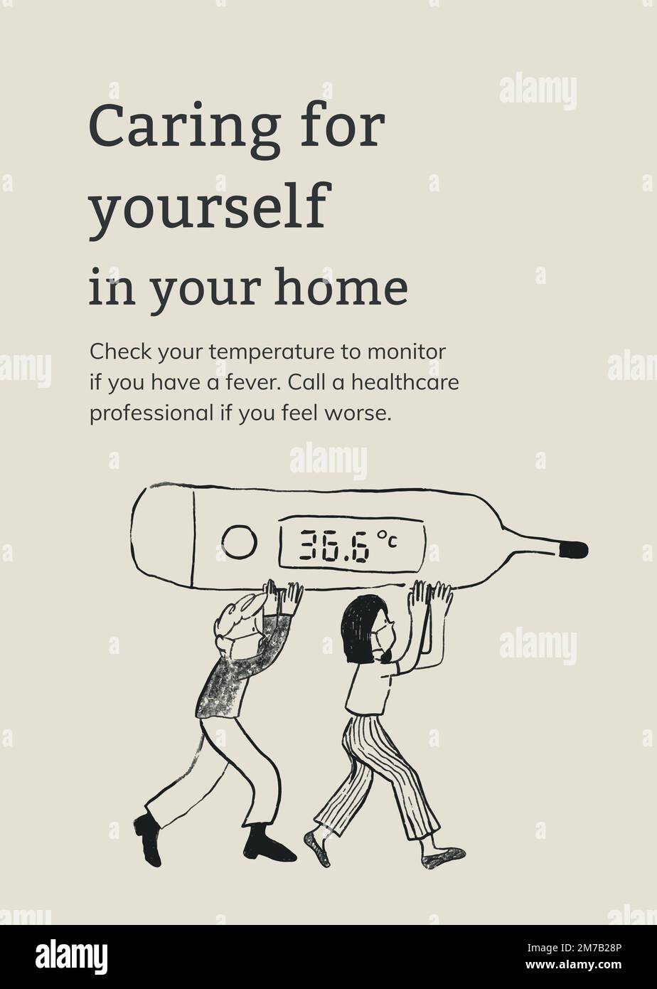 Caring for yourself template vector in your home healthcare poster ...